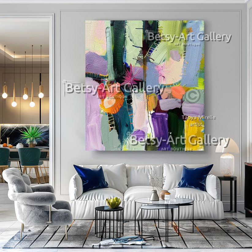Rich Colors Abstract Canvas – Textured Modern Painting #124